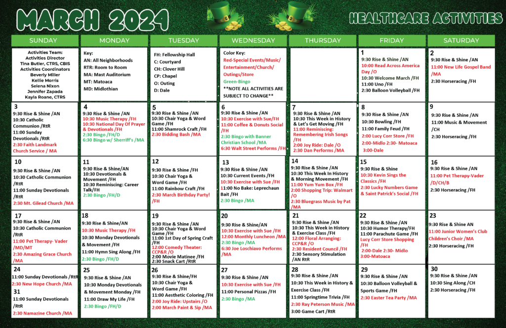 Event Calendar | Senior Life at Lucy Corr